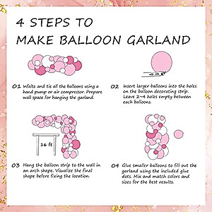 TOPLLON Rose Gold Balloon Arch Kit 130 Pcs, Pink Gold Balloons Garland Nude Metallic Mauve Balloon Baby Shower Decorations for Girl Bridal Shower Birthday