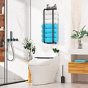 Towel Racks for Bathroom Wall Mounted, Bath Towel Holder, Bathroom Towel Storage, Bathroom Organizer, Wall Towel Rack for Rolled Bath Towels, Hand Towels, Washcloths in Small Bathroom/RV/Camper-Black