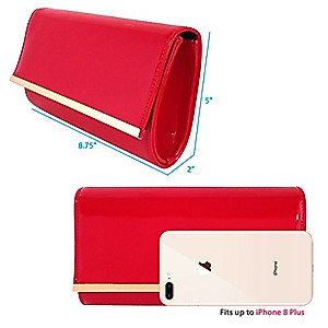 JNB Faux Patent Leather Glossy Candy Clutch, Mint