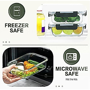 30 Pieces Glass Food Storage Containers Set, Glass Meal Prep Containers Set with Snap Locking Lids, Airtight Glass lunch Containers, BPA-Free, Microwave, Oven, Freezer & Dishwasher Friendly,Gray