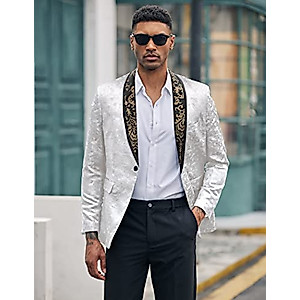 COOFANDY Men's Floral Suit Jacket Lapel Slim Fit Stylish Blazer Dress Suit Prom Party Wedding Christmas Blazer