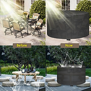 Patio Table Cover Round 74x33in, Patio Covers for Outdoor Furniture, Garden Furniture Covers with Air Vent and Handle, for Patio Dining Set, All Weather Protection