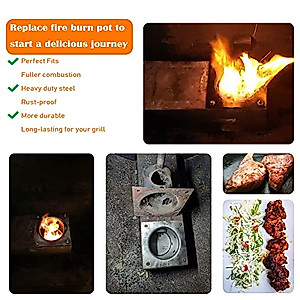 GRISUN Fire Burn Pot for Traeger and Pit Boss Pellet Grill, Upgraded Heavy Duty Pellet Grill Replacement Parts, Come with Hot Rod Igniter, Screws, and Fuse