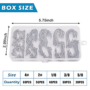 Octopus Beak Fishing Hooks, 200PCS Sport Offset High Carbon Steel Turned Up Fish Hooks for Saltwater Freshwater