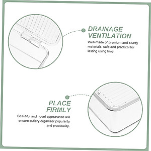 ADOCARN Transparent Cutlery Box Utensil Supplies Kitchen Drawer Tray Plastic Transparent Utensil Case Dinnerware Holder with Cover Tea Container Storage Rack The Pet Desktop