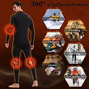 romision Thermal Underwear for Men 2 Pack Sets, Soft Long Johns Warm Base Layer Top and Bottom with Fleece Lined for Cold Winter