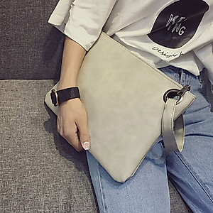 Mily Oversized Clutch Bag Purse Envelop Clutch Chain Tote Shoulder Bag Handbag Foldover Pouch Gray