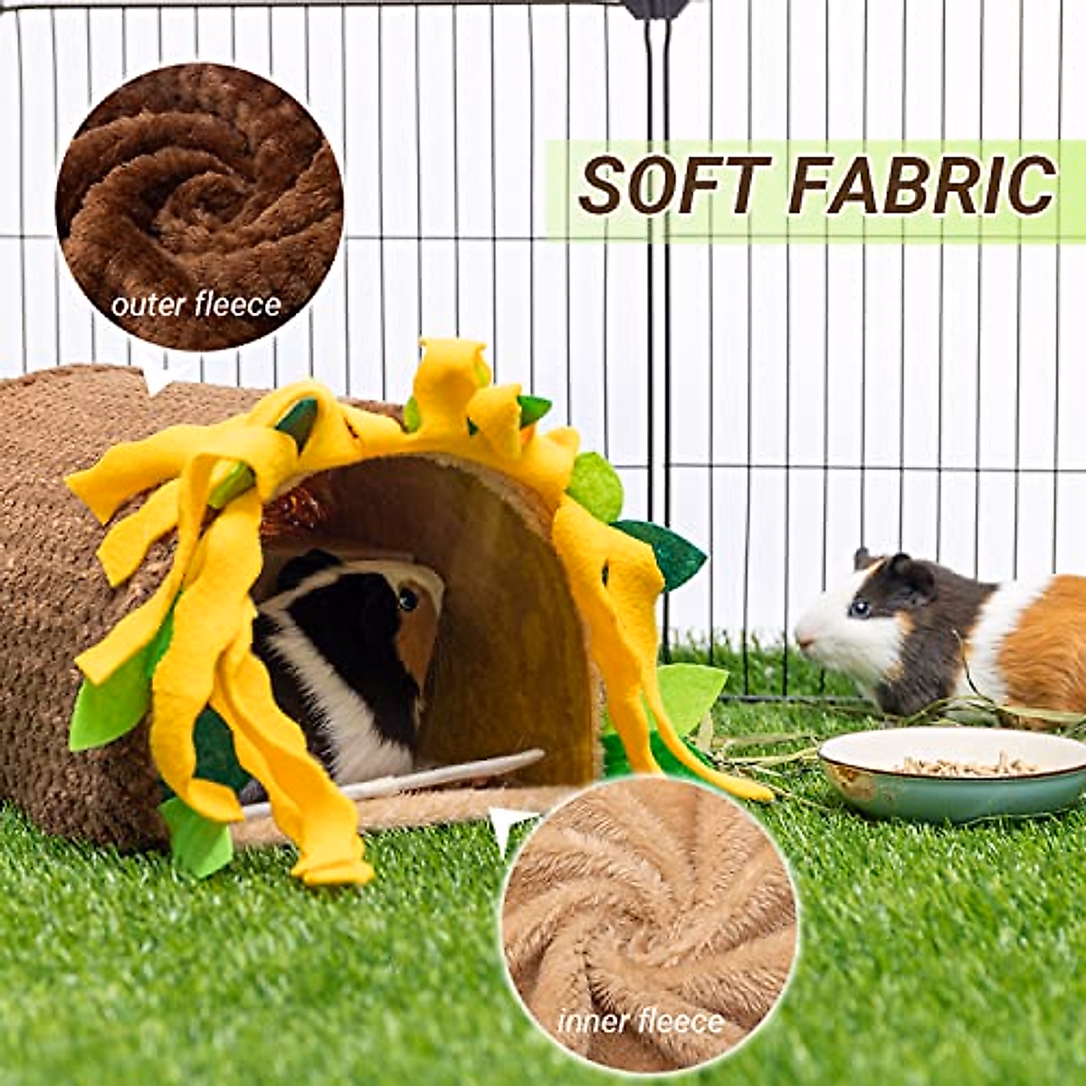 Guinea Pig Tunnel House - Small Animal Hideout Tube Cage House for Hamster Rat Mice Parrot Chinchilla Hedgehog Flying Squirrel - Playing Sleeping Resting Fleece Warm Bed Plush Nest Habitats