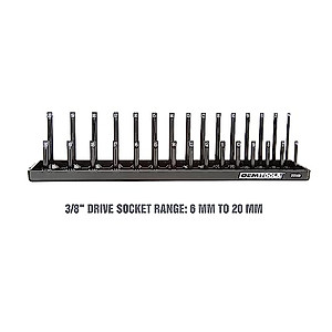 OEMTOOLS 22209 Metric 3/8 Inch Drive Socket Tray, Tool Organizers, Socket Set Organizer, Socket Holder Tray, Socket Rail