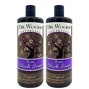 Dr. Woods Raw African Black Moisturizing Liquid Castile Soap, 32 Ounce (Pack of 2)