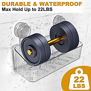 3 Pack Clear Shower Caddy Suction Cup, No Drilling Removable Shower Shelf, Plastic Suction Cup Shower Caddy for Bathroom Storage & Kitchen, 1 Second Installation, Rustproof Waterproof, Max Hold 22lbs