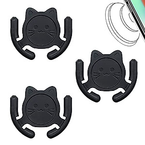 HOMEFOX Multi-Surface Holder Car Mount 3 Pack Compatible for Popsocket Holder Grips Hand-Free Device Support Accessories Home Office Desk Wall Mount Cute Cat with Strong Adhesive Sticky Gel Pad, Black