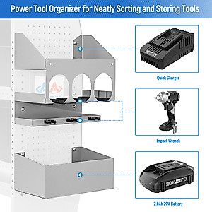 AA Products P-SH-Power Tool Organizer Wall Mount Designed for 13''D Van Shelving Storage, Three Layer 13" W Steel Power Tool Charging Station Organizer