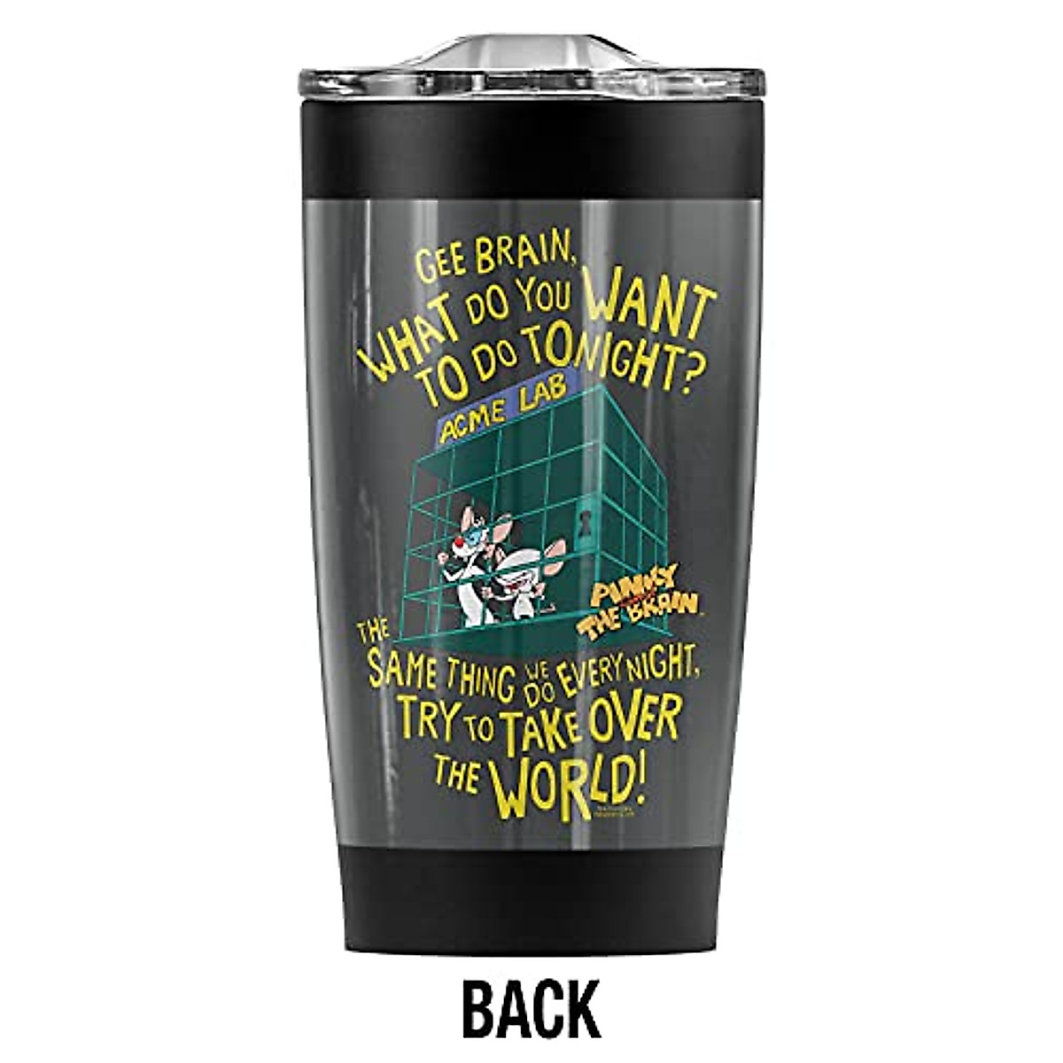 Logovision Pinky and the Brain The World Stainless Steel Tumbler 20 oz Coffee Travel Mug/Cup, Vacuum Insulated & Double Wall with Leakproof Sliding Lid | Great for Hot Drinks and Cold Beverages