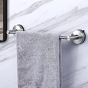 DGYB Suction Cup Towel Bar for Bathroom 17 Inch Set of 2 Brushed Nickel Towel Holder Stainless Steel Premium Kitchen Towel Rack Wall Mounted