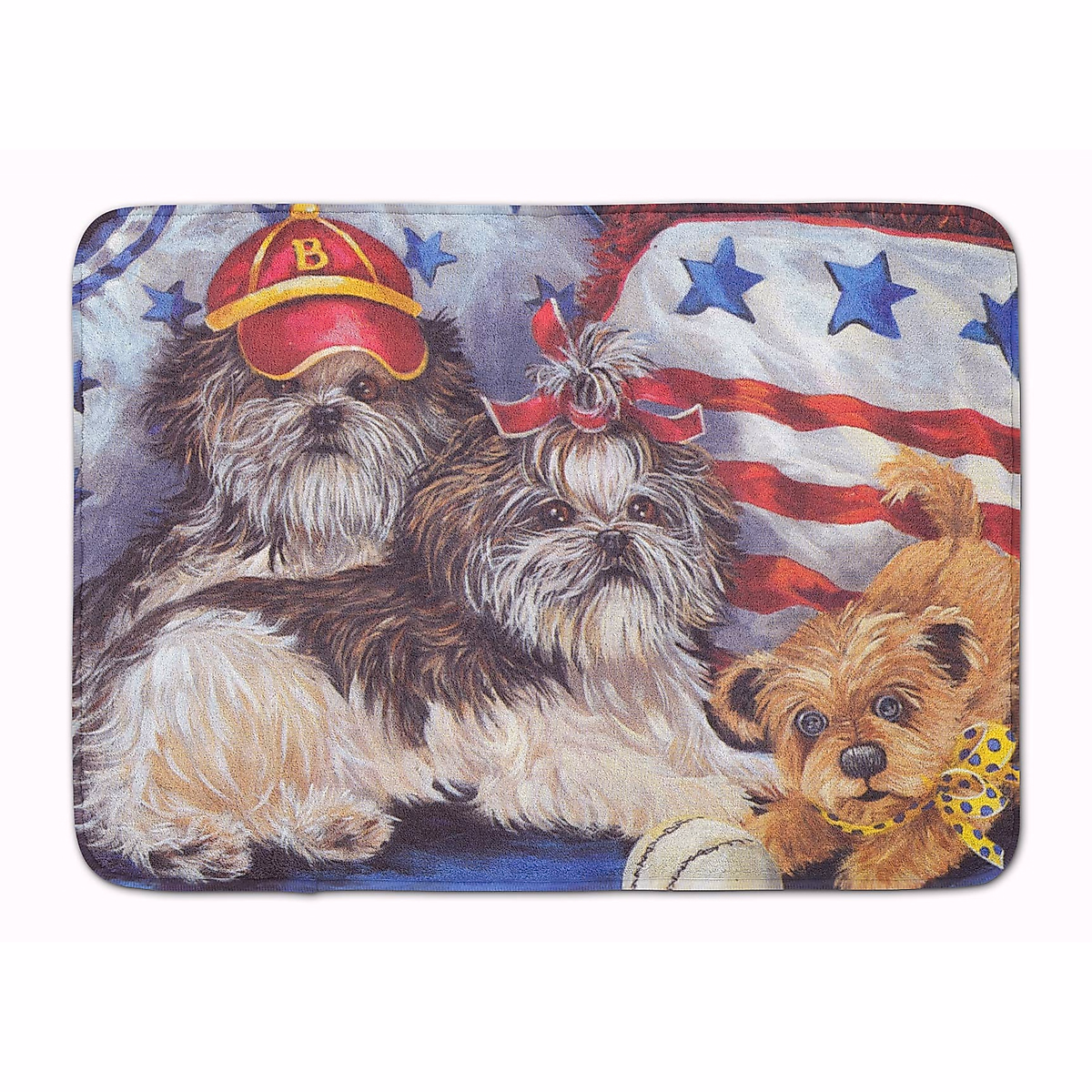Caroline's Treasures Shih Tzu Americana Sweethearts Machine Washable Memory Foam Mat doormats, Multicolor