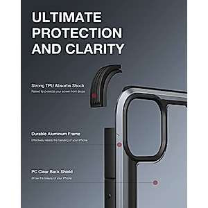 RAPTIC Shield for iPhone 13 Pro Case, Shockproof Protective Clear Case, Military 10ft Drop Tested, Durable Aluminum Frame, Anti-Yellowing Technology Case for iPhone 13 Pro, Black