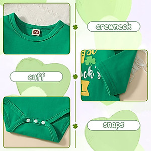 DEARBB Newborn Baby Girl My 1st St. Patrick’s Day/Easter Outfit Romper Lucky Shamrock Bunny Flare Pants Set Infant Toddler