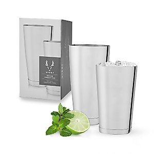 Viski Stainless Steel Shaker Tins, Set of 2 Boston Shaker Tins, Cocktail Shaker Set, 28 Oz & 18 Oz