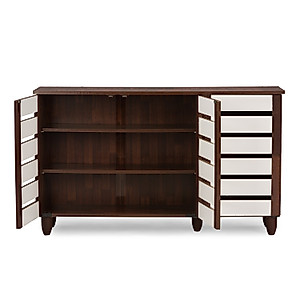 Baxton Studio Wholesale Interiors Gisela Oak and White 2-Tone Shoe Cabinet with 3 Doors