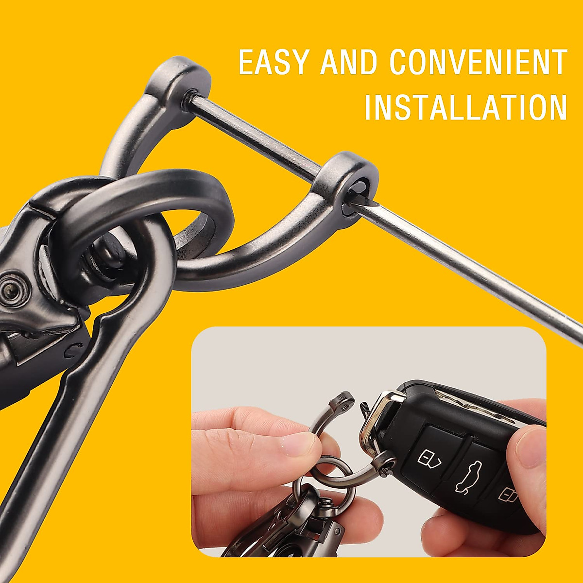 OFBAND Carbon Fiber Keychain,Heavy Duty Metal Car Keys Keychain with 360°Rotatable Lock & Anti-Lost D Ring,Keychains for Women&Man (Blue)