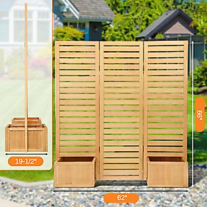 Upgrade 5.5'X5.2'X1.6' Cedar Outdoor Privacy Panels, Planter Privacy Screen, Privacy Fence Planter, Privacy Screen with Planter Box, Privacy Planter Box, Privacy Planter for Patio, Backyard, Gazebo