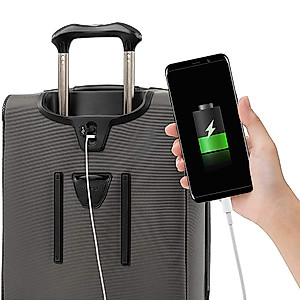 Travelpro Crew Versapack Softside Expandable 8 Spinner Wheel Carry on Luggage, USB Port, Men and Women, Jet Black, Carry on 21-Inch