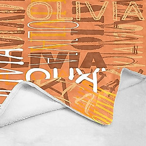 JOYXBUY Custom Blanket Personalized Throw Blanket Name Blankets Personalized Gifts for Women Men Kids Baby Boys Girls (Orange, 40” x 50”)
