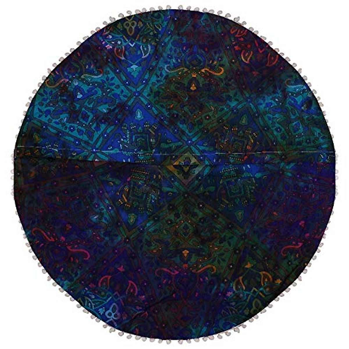 SHIRANYA Large Mandala Floor Pillows Round Bohemian Meditation Cushion Cover Round Poof Pouffe Foot (32 Inch 80 cm Approx) (Multi)