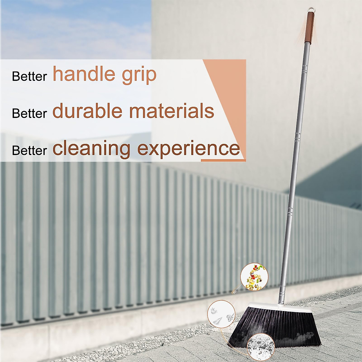 Jekayla Heavy Duty Broom, 56-Inch Long Handle, Perfect for Outdoor and Indoor Use