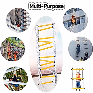 Fire Escape Ladder - Rock Climbing Ladder, Anti-Skid Rescue Rope Emergency Ladder, for Home Window Balcony Railing Treehouse(Size:8m/26.2ft)