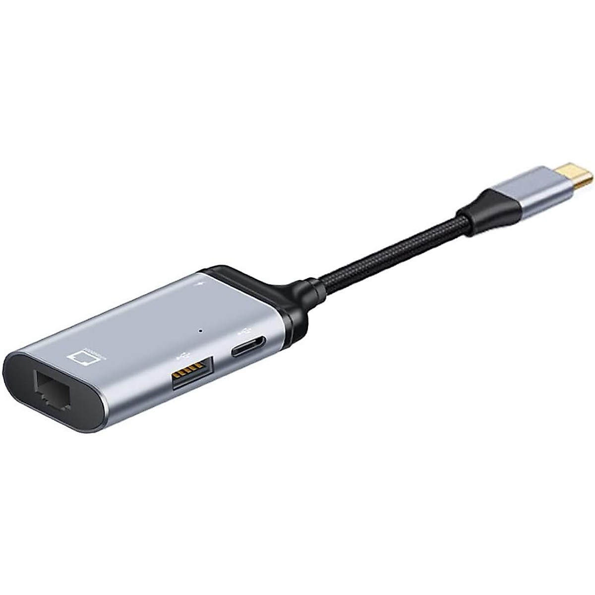 chenyang USB C HUB,USB C to RJ45/USB A/C Data/PD 65W Fast Charging 4 in 1 Multiport Adapter Support Network/Data/Charging Working at The Same time