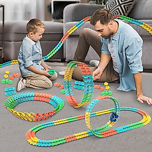 Race Track for Boys and Kids, 240PCS Flexible Changeable Magic Car Tracks Glow in The Dark, Toys for 3 4 5 6 Year Old Boys Girls with LED Light Up Race Car, Best Christmas Birthday Gifts
