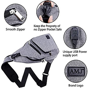 QinCo Sling Bag Shoulder Backpack Chest Bags Crossbody Pocket Pouch with USB Cable for Hiking Camping Outdoor Trip