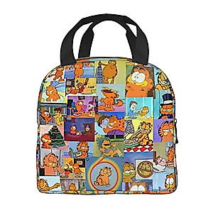 lxiygzu Garfield Overload Lunch Bag Reusable Insulated Cooler Lunch Box Cute Leakproof Thermal Lunch Tote Bag For Work Picnic Beach Office
