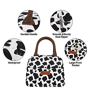 Aiphamy Insulated Lunch Bag Reusable Lunch Box Lunch Cooler Tote Bag for Women Men Adults Work Picnic (Cow Print)