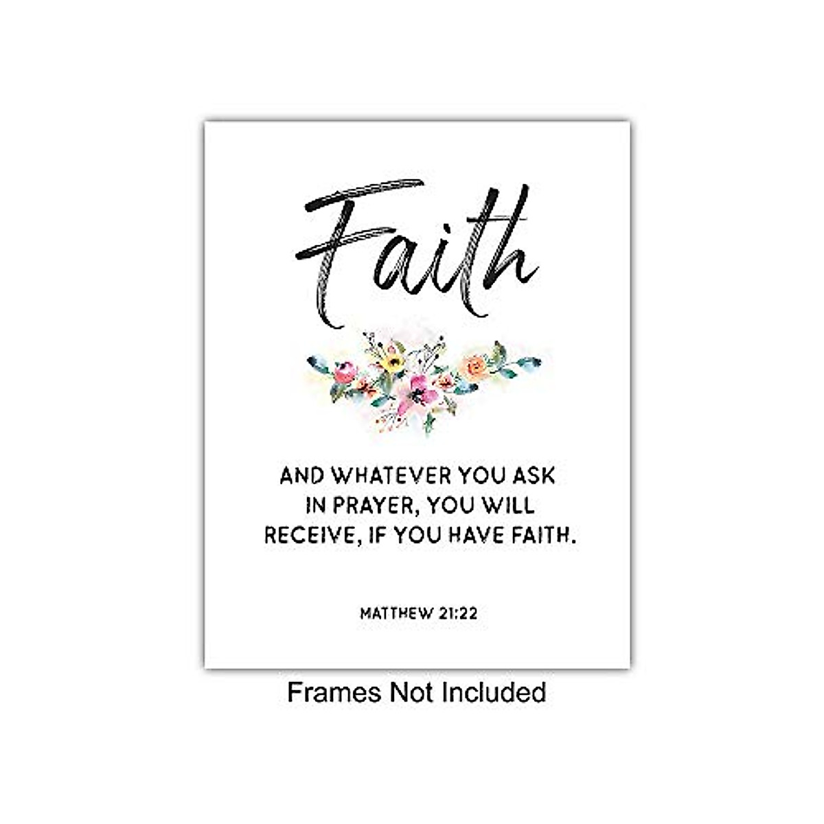 Religious Christian Wall Art Decor - Inspirational Faith, Hope, Love Bible Verse Wall Art - Scripture Wall Decor Signs - Home Decorations for Kitchen, Living or Dining Room, Bedroom - Unique Gift