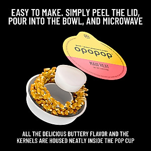Opopop Microwave Popcorn - Pop Cups Maui Heat 6-Pack, Non-GMO Gourmet Popcorn Kernels & Popcorn Flavoring, Gluten Free Snacks, Easy to Make and No Mess