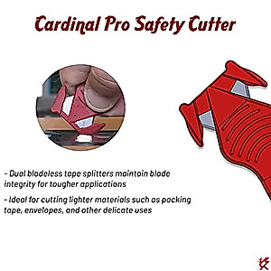 Cardinal Pro Safety Box Cutter Safety Package Opener Safety Box Opener Cut Cardboard Plastic Banding Film Bags Clamshell Cutter Box Cutter with Guard Safety Cutter - Disposable Recyclable (10, Red)