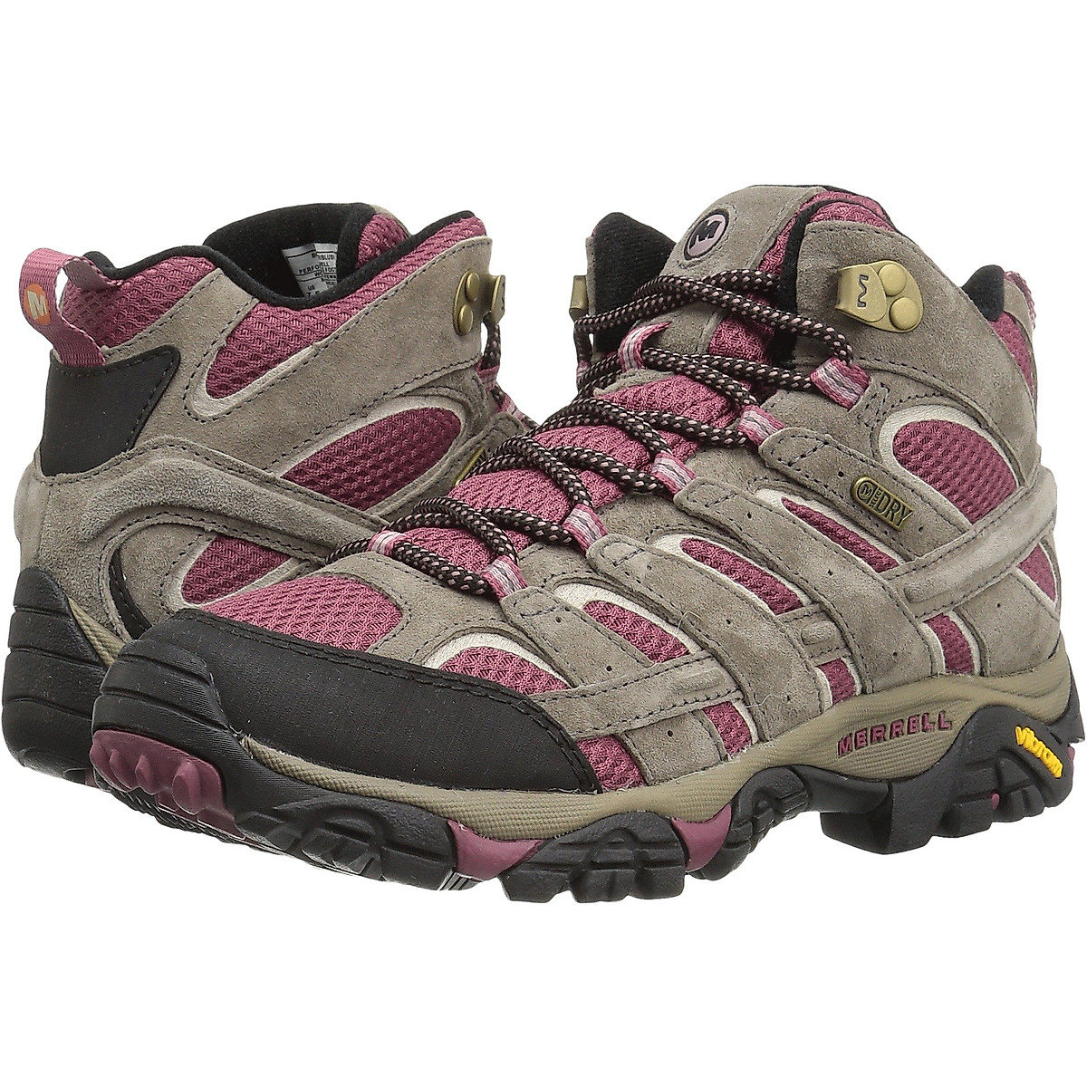 Merrell Women's Moab 2 Mid Waterproof Hiking Boot, Boulder/Blush, 8 M US