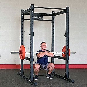 Body-Solid (SPR1000 Power Rack with 1000 Lb. Weight Capacity for Squats, Deadlifts, and Weightlifting Workout with J Hook Cups, Home and Commercial Gym, Black