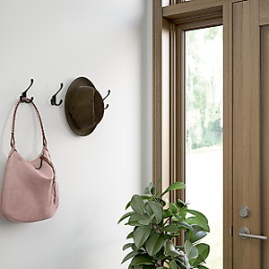 Franklin Brass (10-Pack Triple Wall Hooks 3-Prong Hooks for Hanging Matte Black Wall Mount Hanger Backpack, Purse, Bag, Towel Organization Decorative Wall Hooks B13539K-FB-C