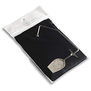 Wine Lover's Purse Hook - Portable Handbag Holder - Table/Desk Hanger with Wine Glass Rhinestone Design - Crystal