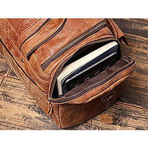 LHLLHL Retro Frosted Leather Hand Luggage Bag Leather Men's Shoulder Messenger Bag for Short Trips Travel Bags (Color : White-Patch Five-Pointed star4)