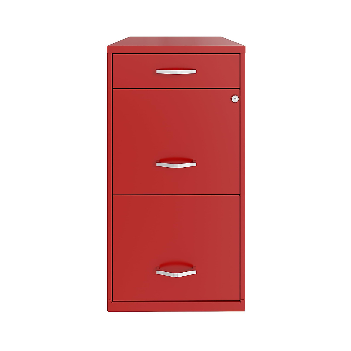 Hirsh Industries Space Solutions 18in Deep 3 Drawer Metal Organizer File Cabinet Red, Letter Size, Fully Assembled