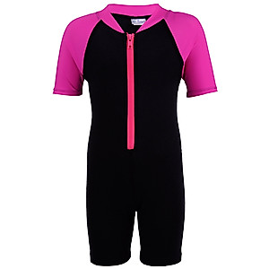 Tuga Girls Shorty 1.5mm Neoprene/Spandex Wetsuit (UPF 50+), Fuchsia, M (9/10 yrs)