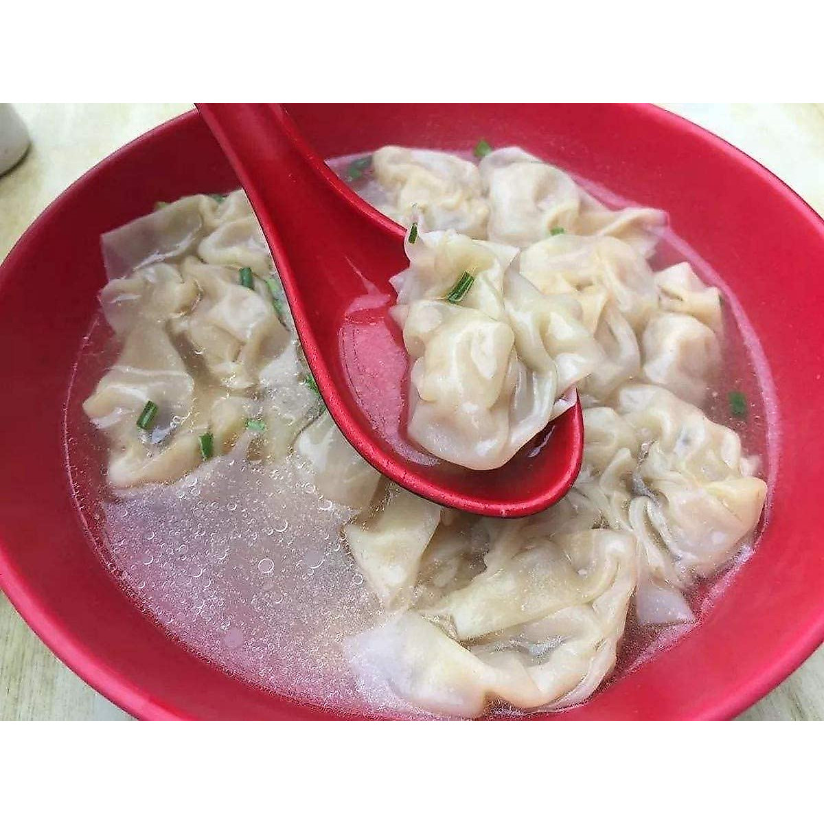 JapanBargain 2384x12, Set of 12 Soup Spoons Asian Chinese Wonton Japanese Soba Spoon Rice Spoon Ramen Noodle Spoon Vietnamese Pho Spoon, Black Red