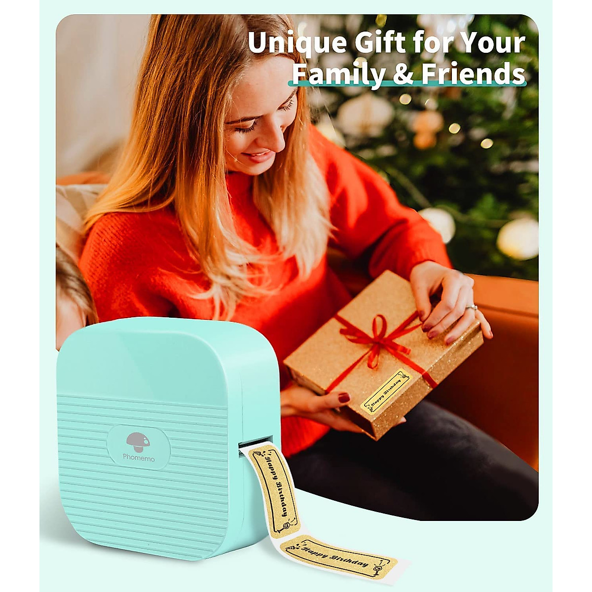 Phomemo Mini Label Maker Machine with Tape, Q31 Bluetooth Label Maker, Ink-Less Wireless Portabel Small Label Printer Machine for iOS/Android, Thermal Sticker Labeler Printer Handheld for Home,Office