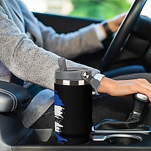 Vintage El Salvadorean Flag 30 OZ Insulated Tumblers with Handle And Straw Leakproof Vacuum Insulated Stainless Steel Water Bottle for Car Fishing Travel