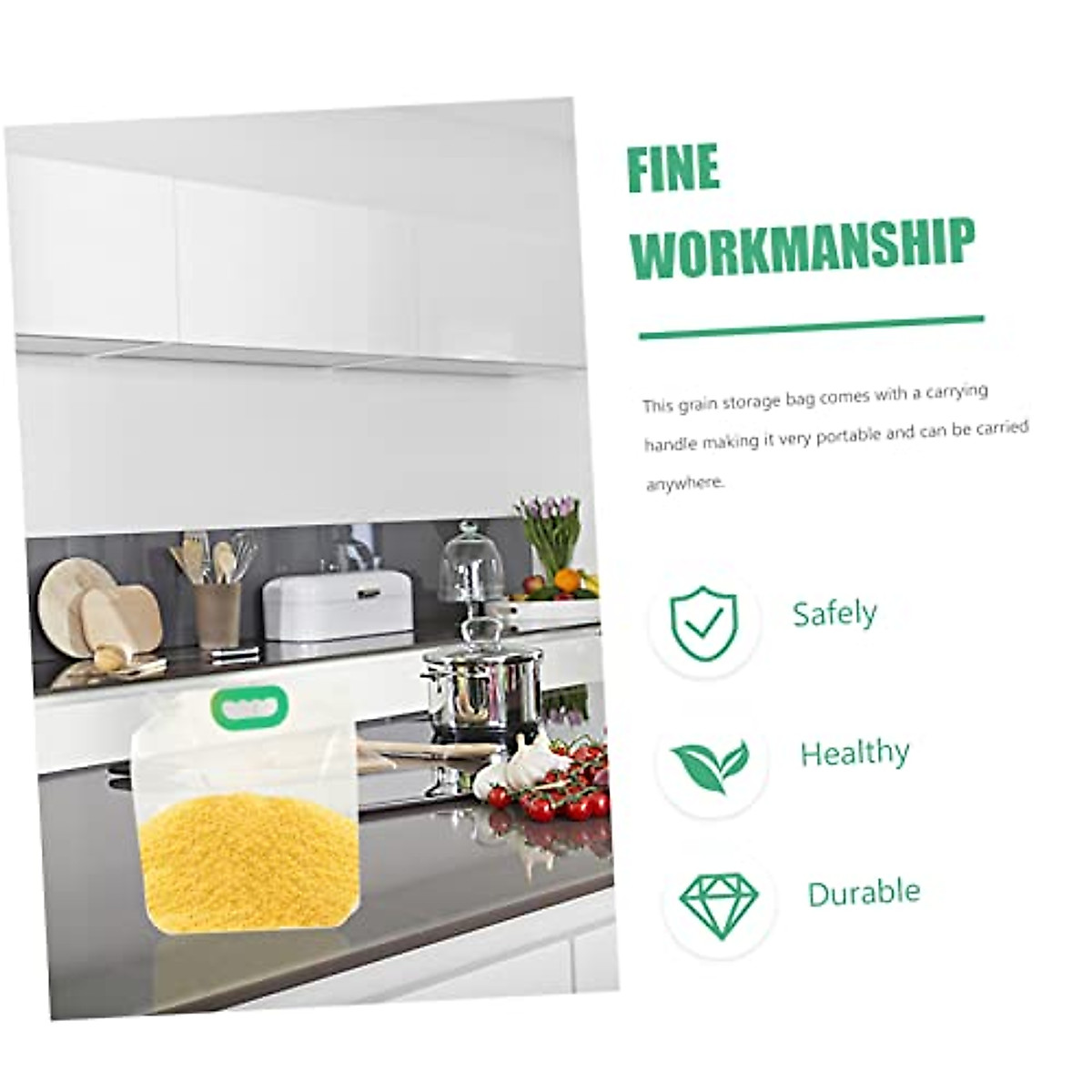 Cabilock 30 Pcs Transparent Grain Bag Food Storage Bags Rice Grain Sealed Bags Kitchen Storage Canister Stand up Grain Seal Bag Rice Cereal Clear Nozzle Bags Tea Bag Dry Food Household